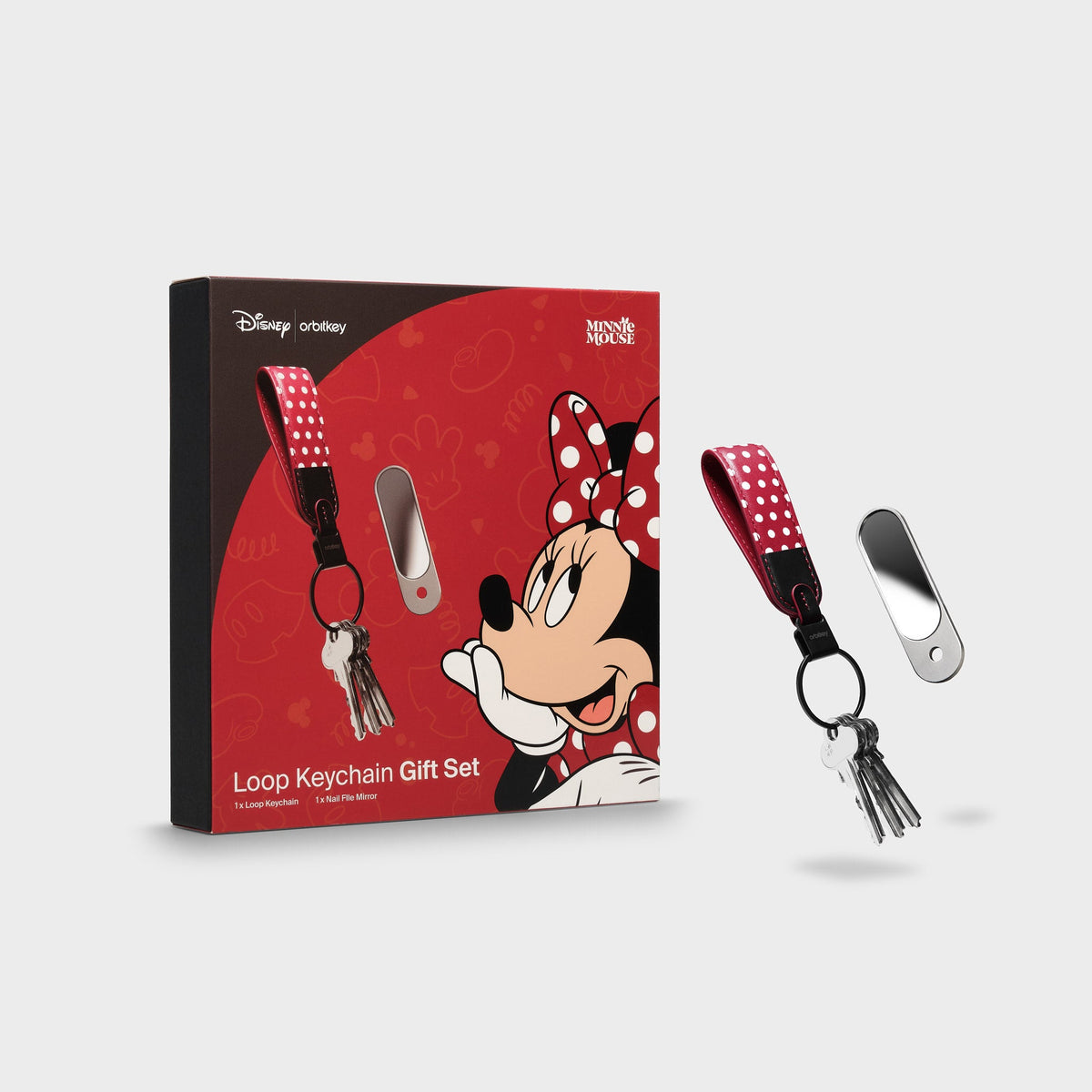 Disney | Orbitkey Minnie Mouse Loop Keychain + Nail File & Mirror Kit